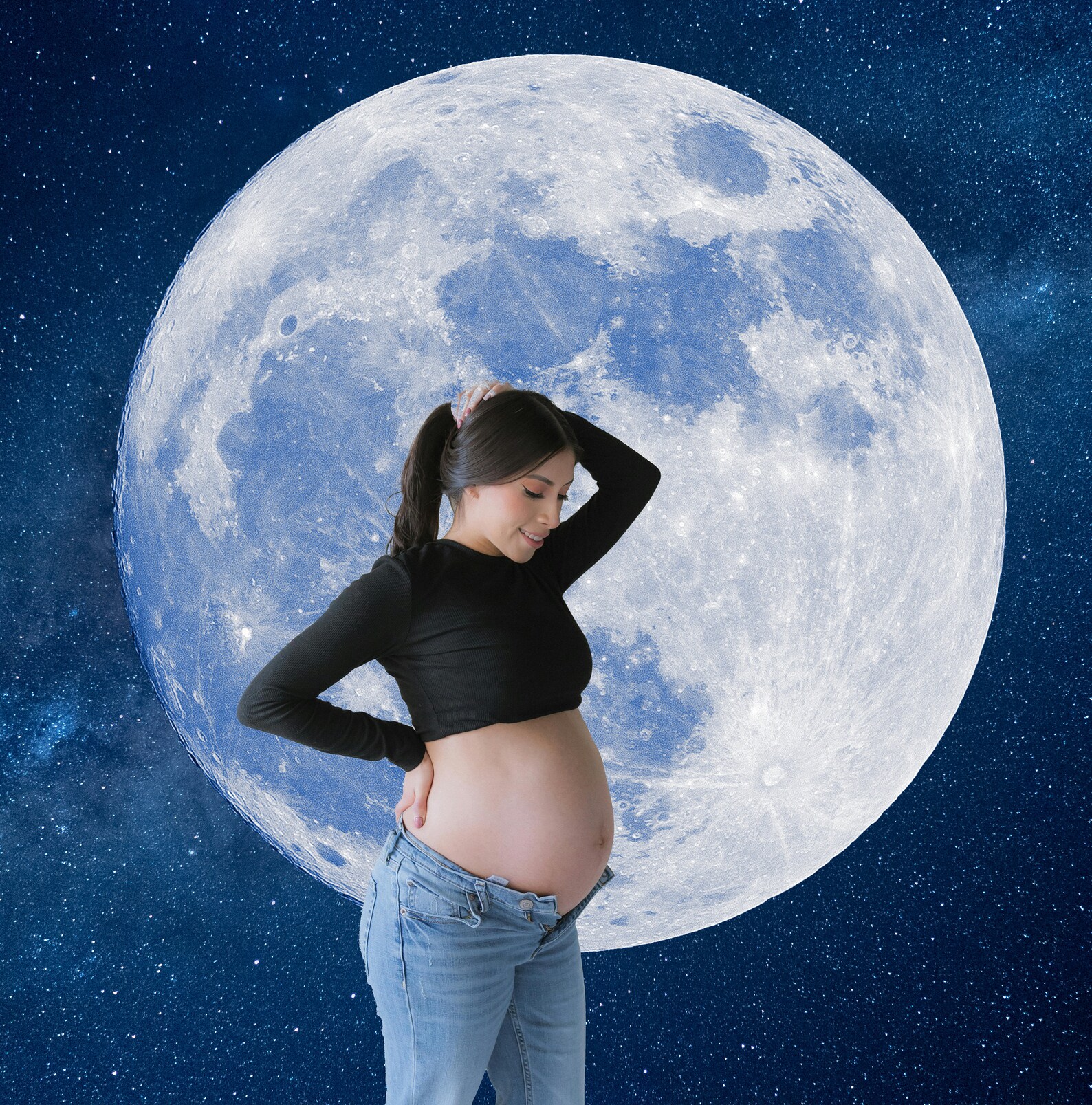 Moon Backdrop Set Digital Backdrops Maternity Backgrounds for ...