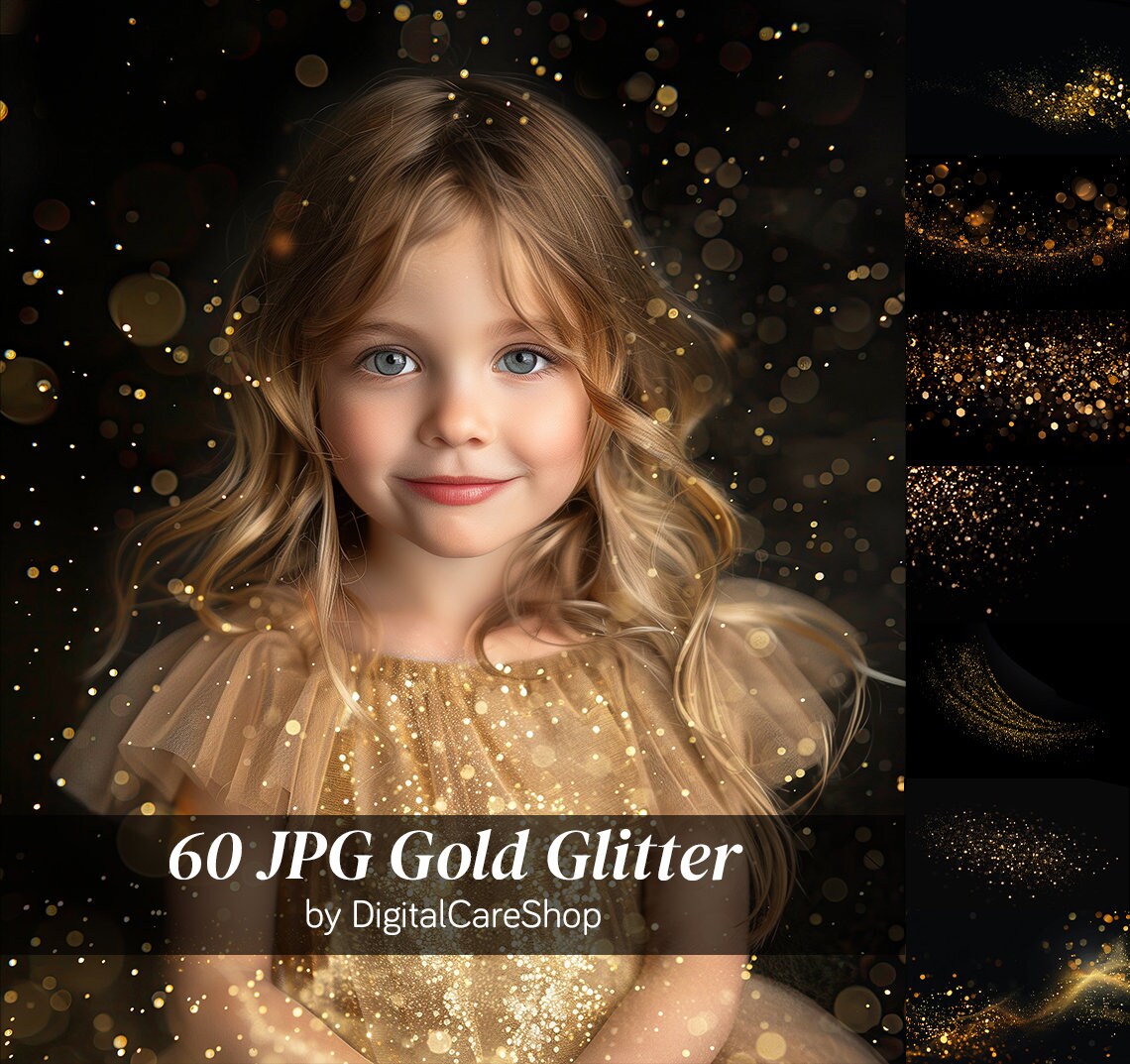 60 Gold Glitter Overlays Blowing Glitter Photoshop Overlays Bokeh ...