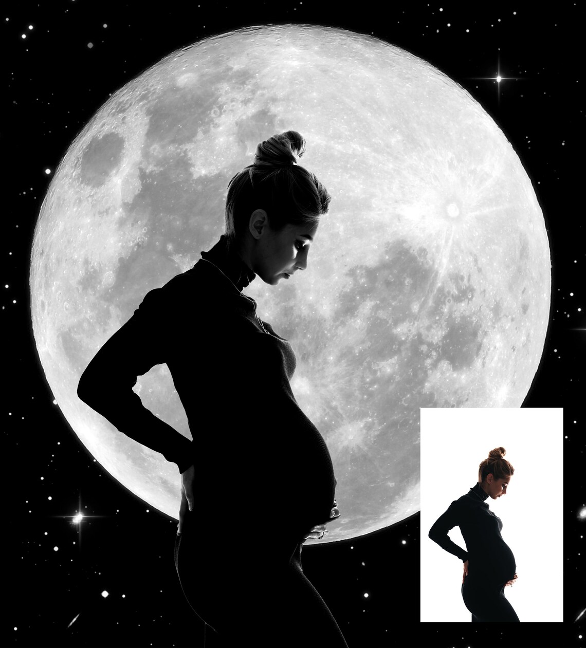 Moon Backdrop Set Digital Backdrops Maternity Backgrounds for ...