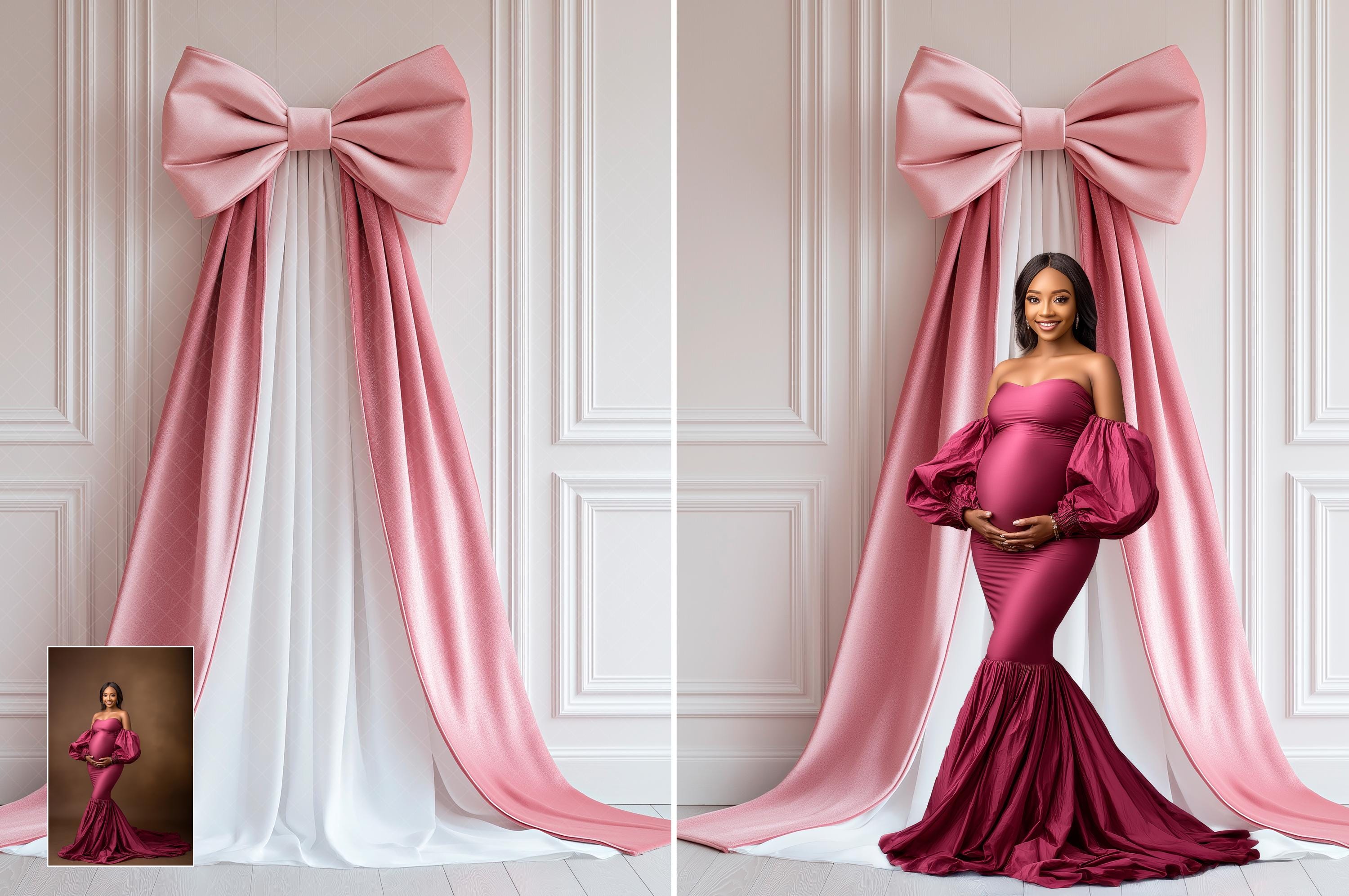 100 Big Velvet Bow Christmas Digital Backdrops Maternity Backgrounds ...