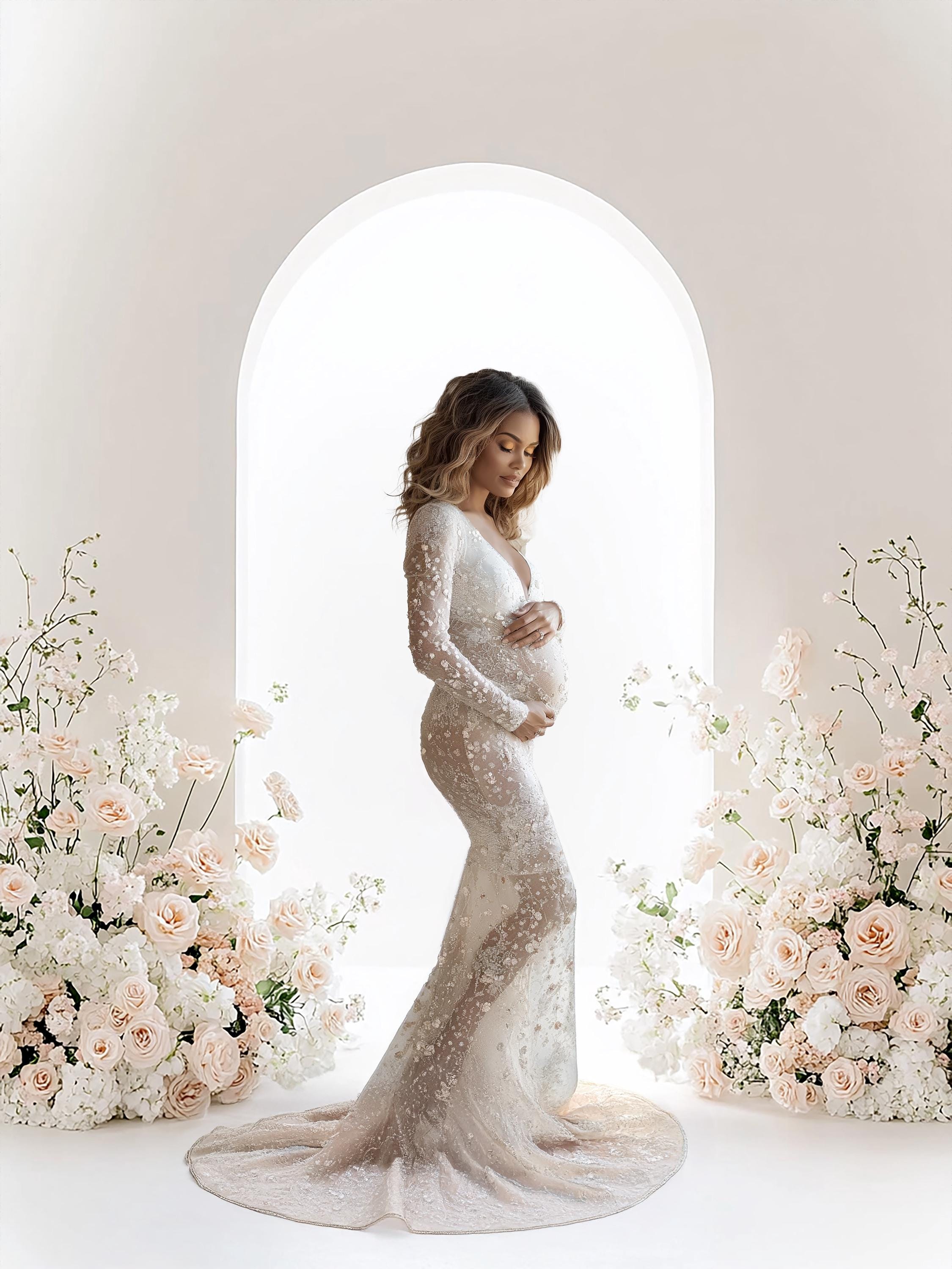 40 White Floral Arches Set Digital Backdrops Backlight Maternity ...