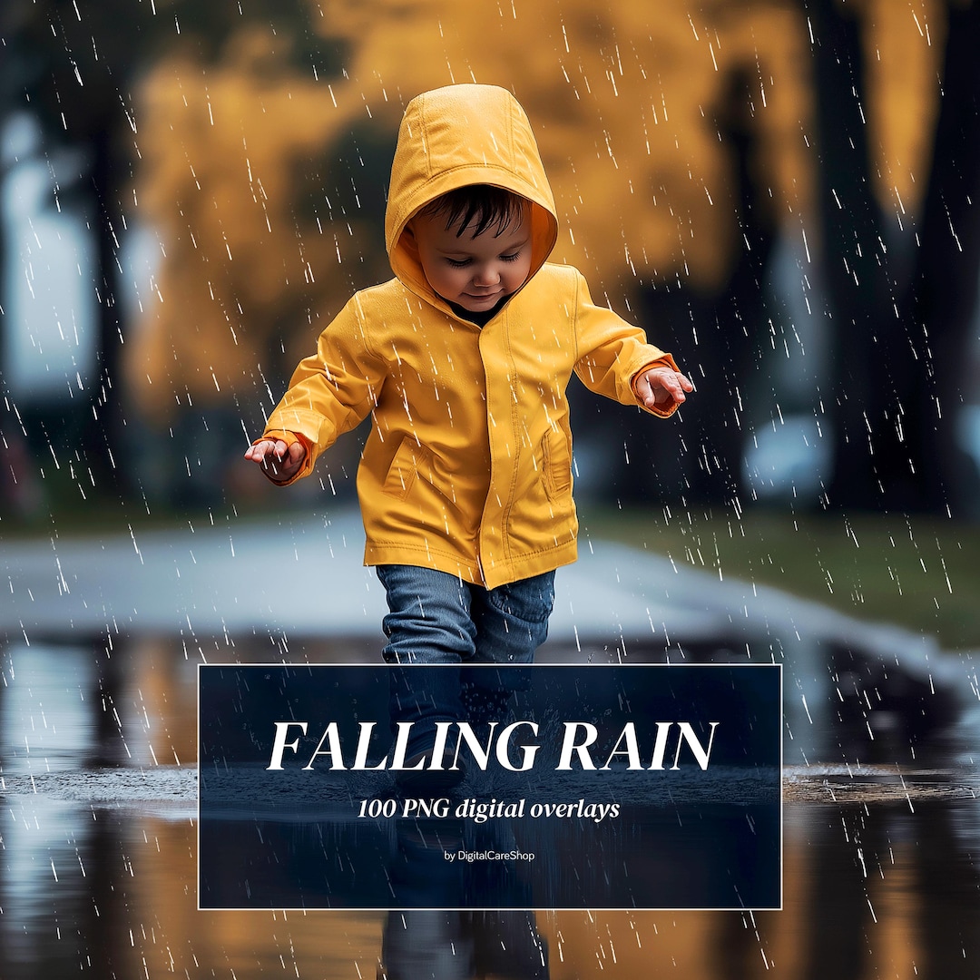 100 REALISTIC RAIN Digital Overlays Falling Rain Textures for Photoshop ...