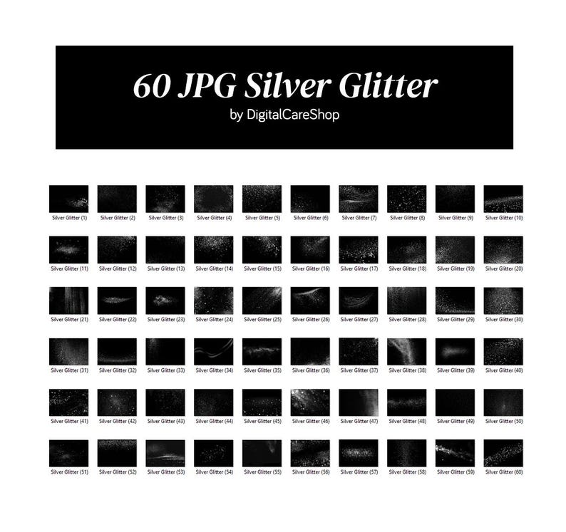 60 Silver Glitter Overlays Blowing Glitter Photoshop Overlays Bokeh ...