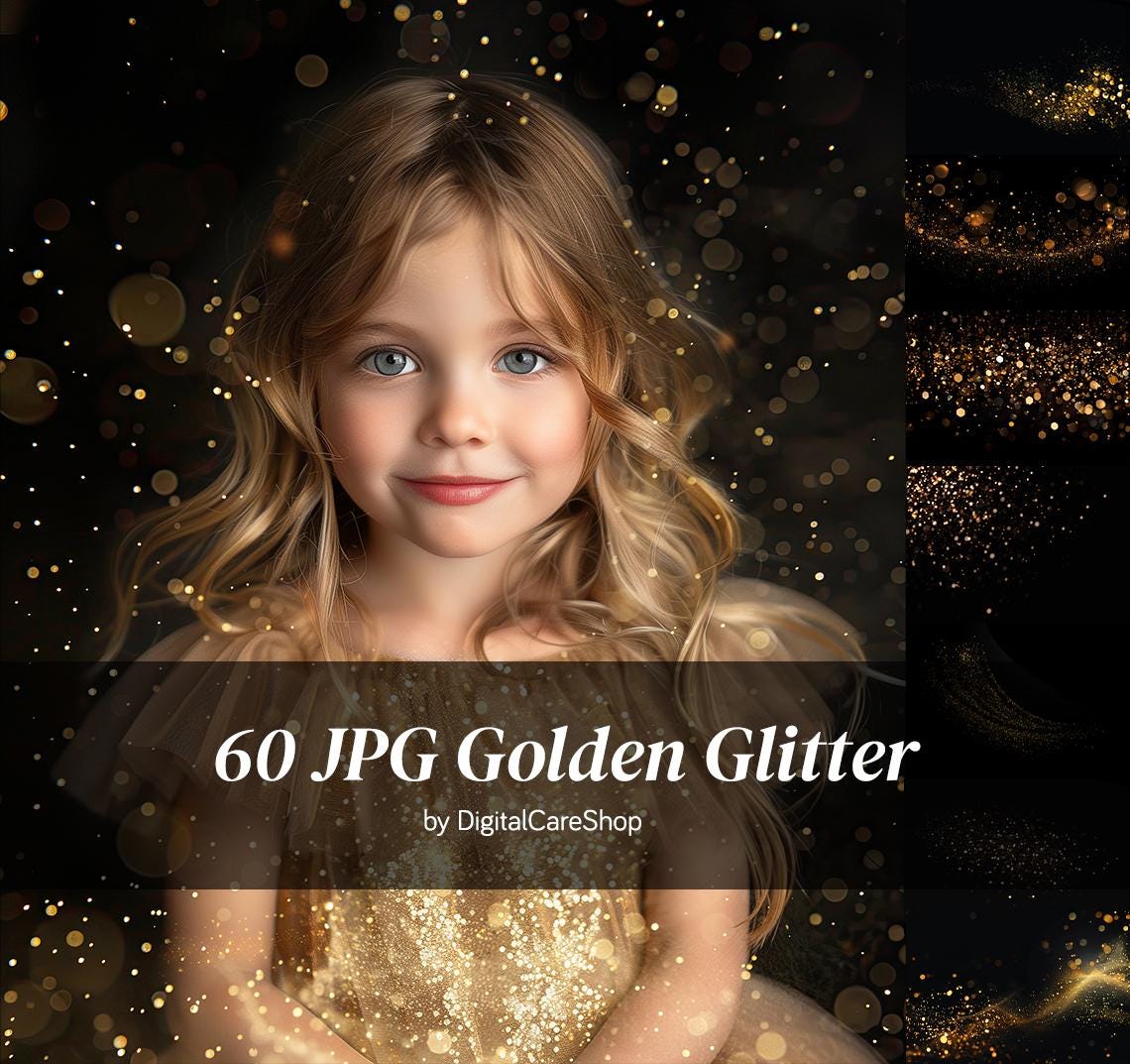 60 Gold Glitter Overlays Blowing Glitter Photoshop Overlays Bokeh ...