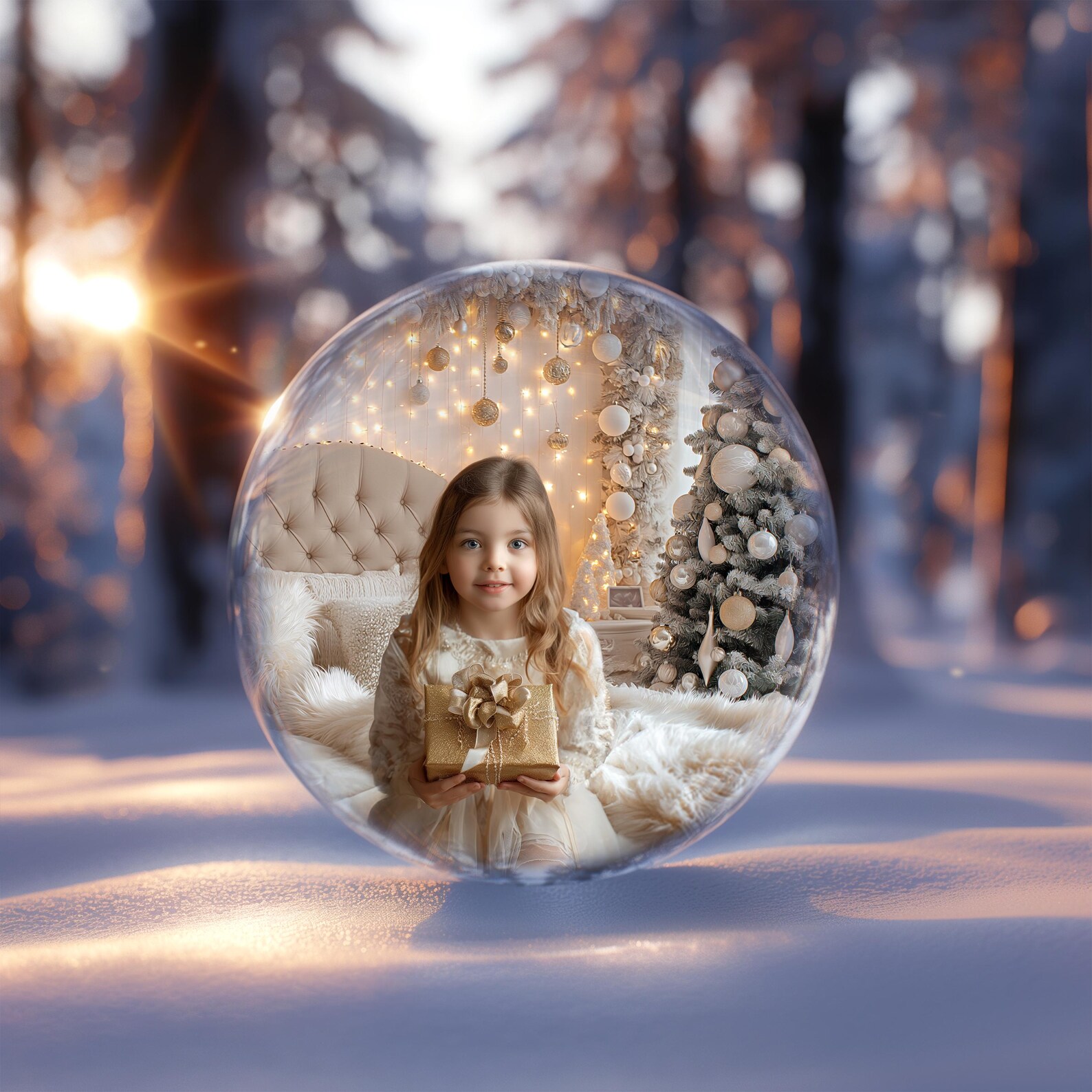 4 Christmas Snow Globe Digital Backdrops Winter Forest Digital ...
