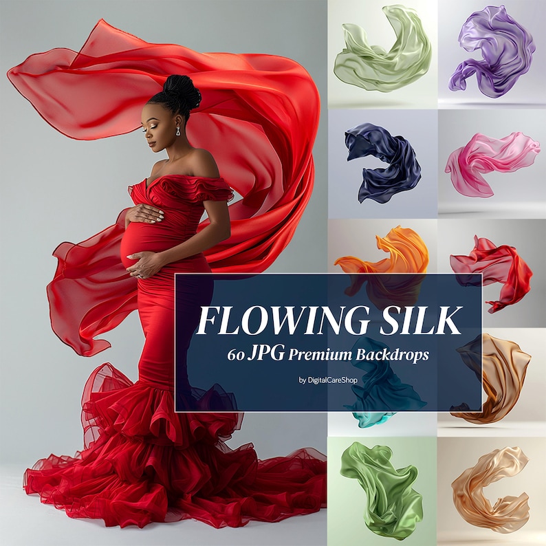 60 FLOWING SILK Digital Backdrops Flowy Fabric Maternity Backgrounds ...