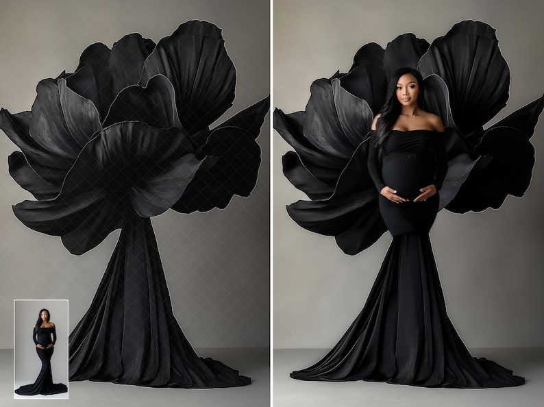 40 Black Flower Maternity Backdrops Digital Backgrounds Petal Studio ...