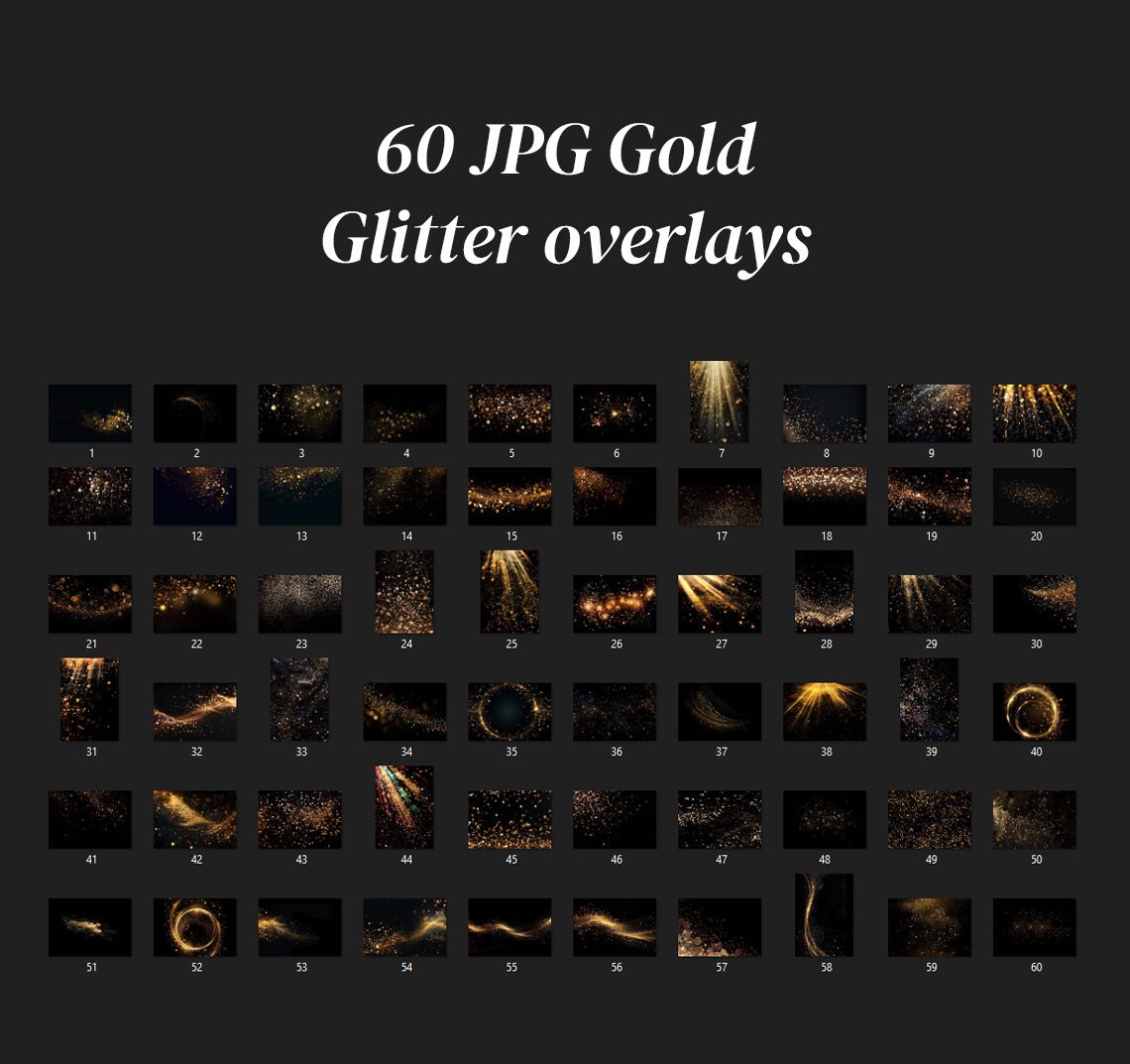 60 Gold Glitter Overlays Blowing Glitter Photoshop Overlays Bokeh ...