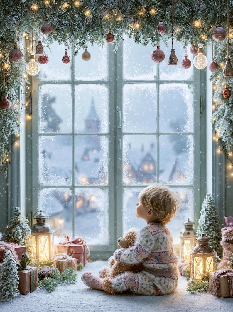 50 Christmas Scenes Digital Backdrops, Fir & Cozy Rooms, Winter Studio ...