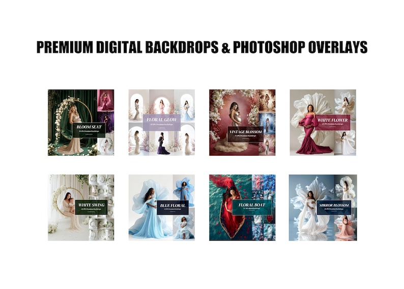 35 Backlight Flowers Set Digital Backdrops White Arches Maternity ...