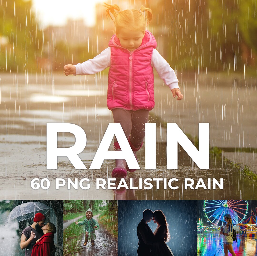 60 Rain Overlays Photo Editing Realistic Raindrops Rainfall Photography ...