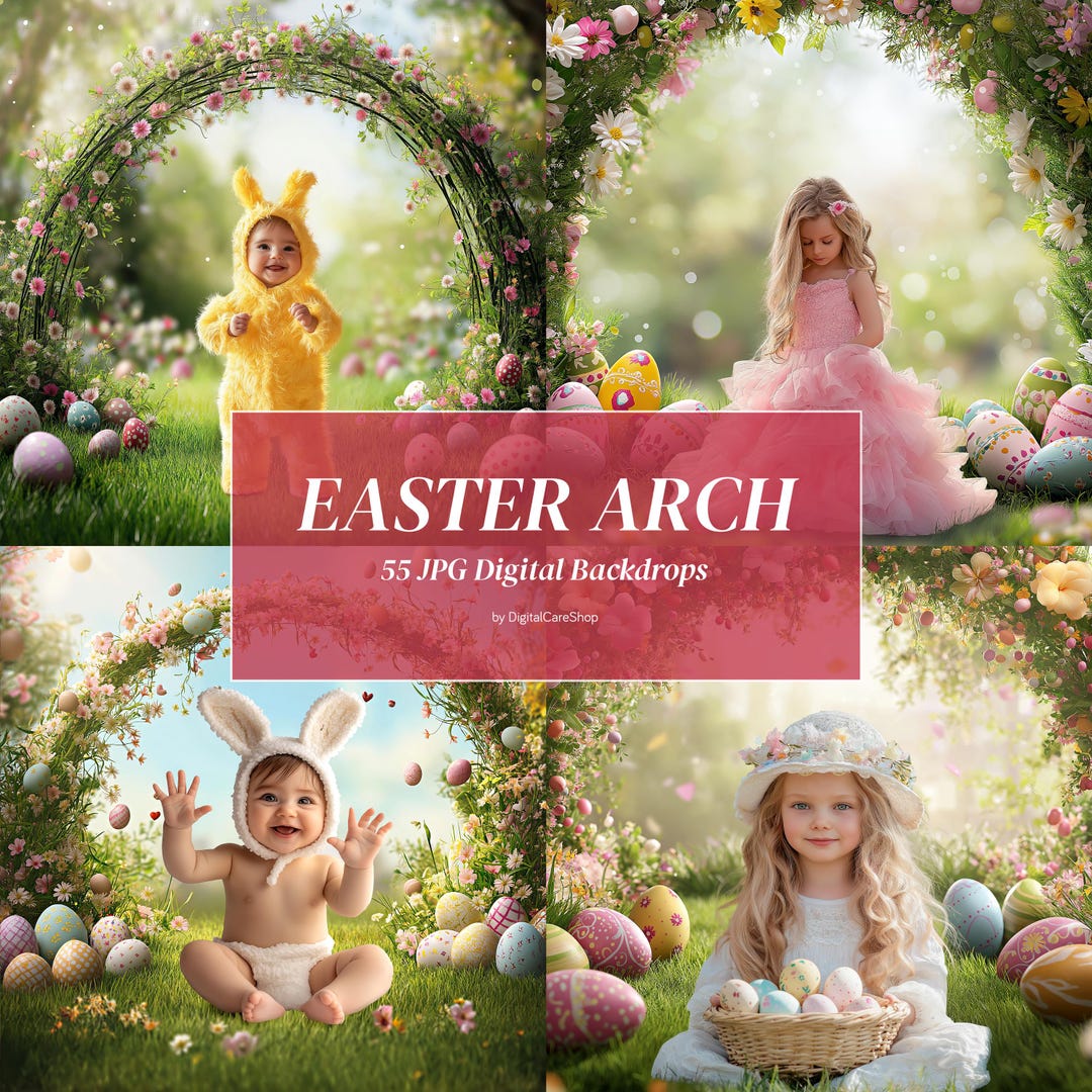 55 Easter Spring Digital Backdrops Easter Egg Arch Digital Backdrop ...