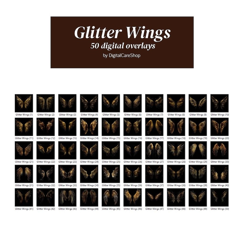 50 Gold Glitter Wings Digital Overlays Maternity Glitter Overlays ...
