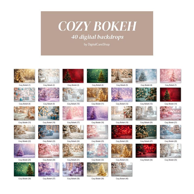 40 Christmas Bokeh Studio Digital Background Overlays Cozy Winter ...