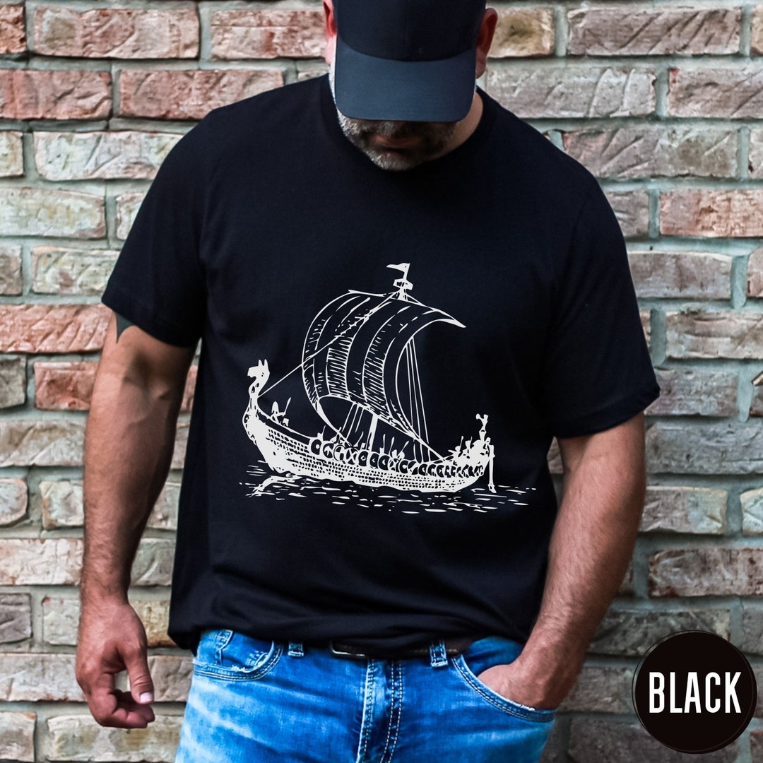 Viking Ship T-shirt, Men's Viking Shirt, Victory Valhalla Graphic Tee ...
