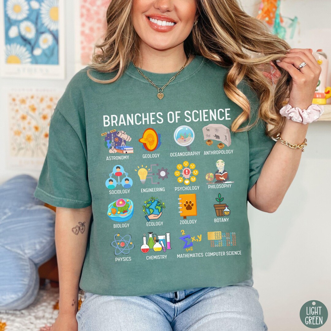Comfort Colors Branches of Science Shirt, Funny Science Teacher Tshirt ...