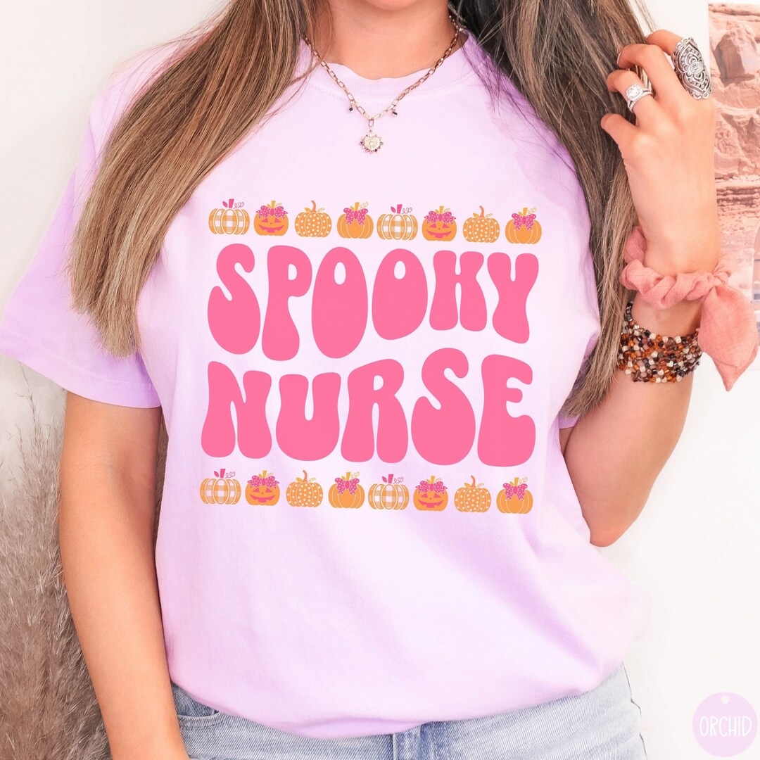 Retro Spooky Nurse Comfort Colors® Shirt, Peds Nurse Halloween Shirt ...