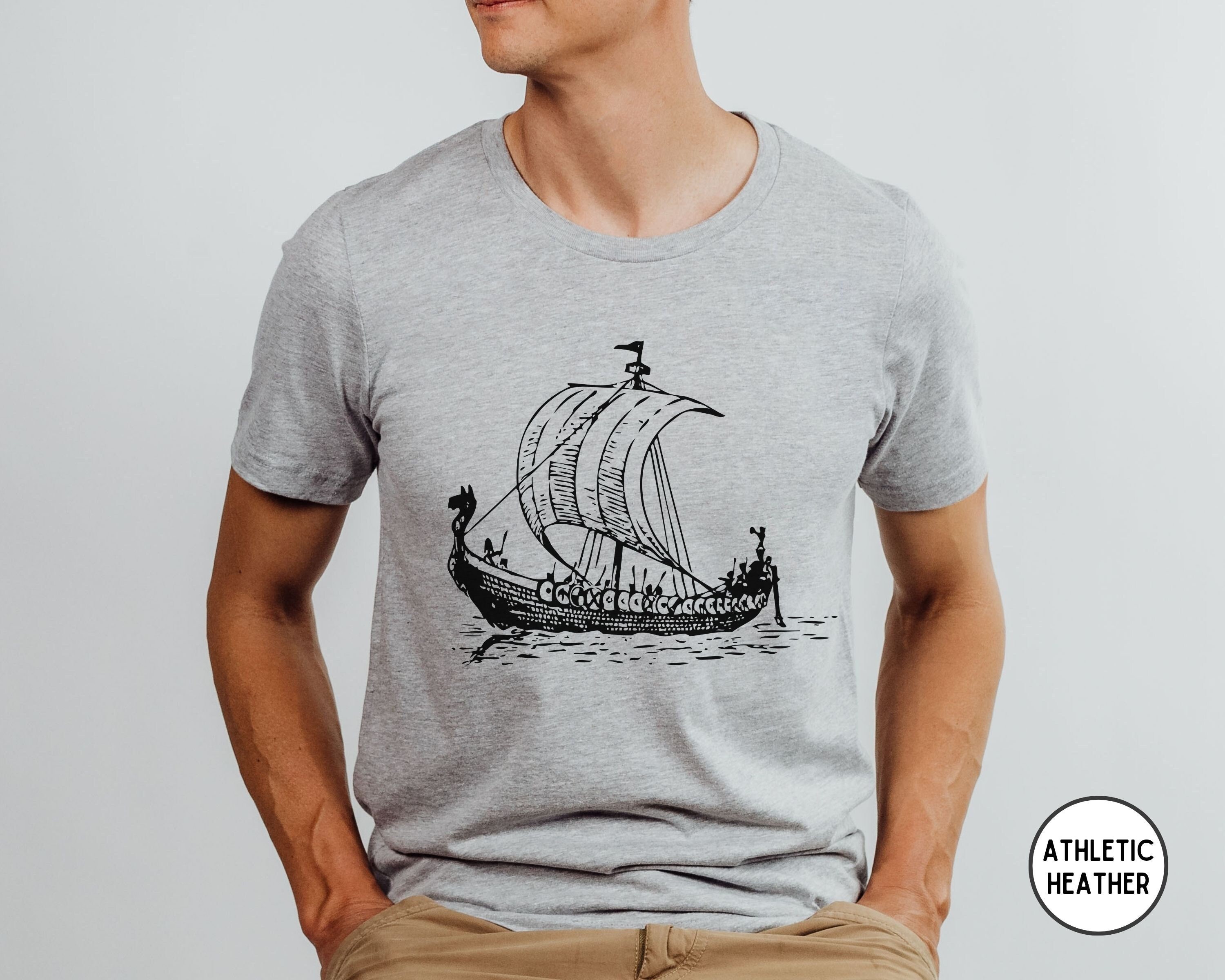 Viking Ship T-shirt, Men's Viking Shirt, Victory Valhalla Graphic Tee ...