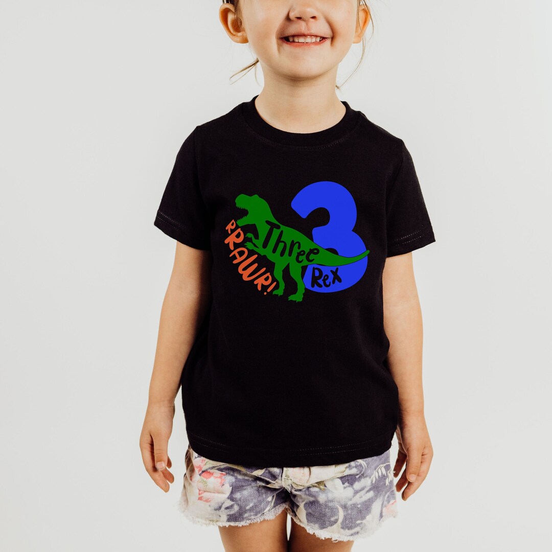 Three Rex Birthday Shirt, Third Birthday T-shirt, 3rd B-day Tee, 3 Rex Toddler Short Sleeve ...
