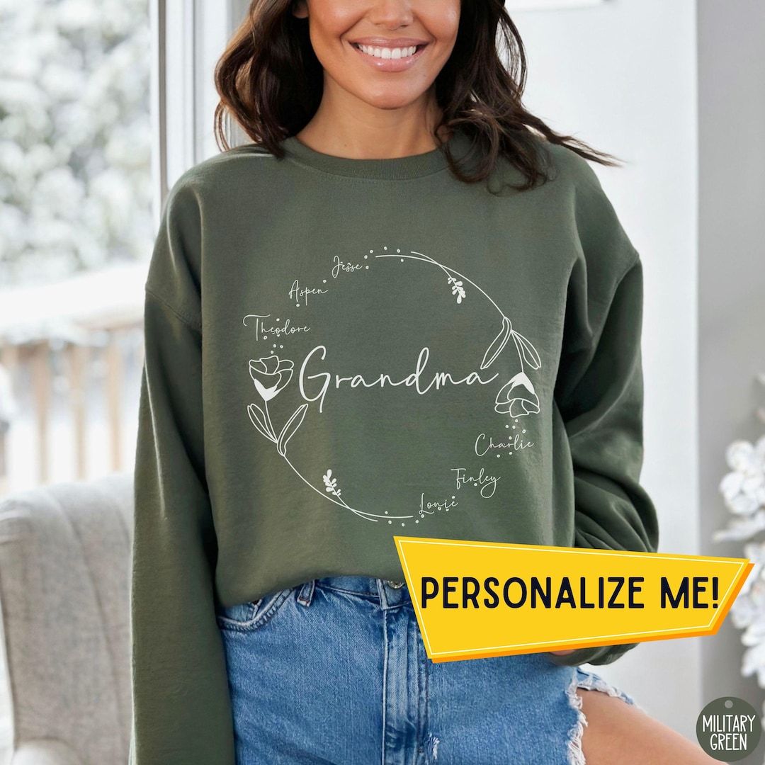 Custom Grandma Sweatshirt Grandkid Names, Personalized Nana Tee, Custom Mimi Gift, Gigi ...
