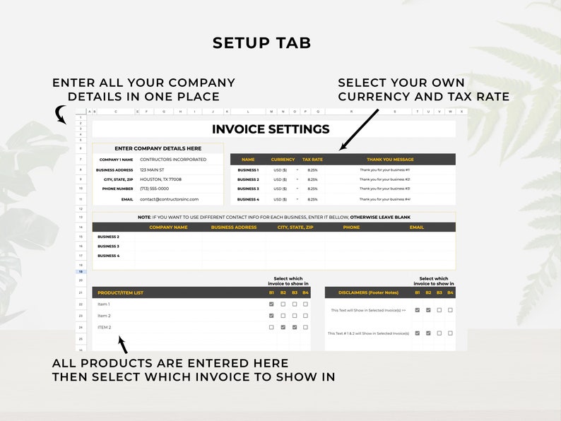 Professional Business Invoice Template for Google Sheets - Etsy