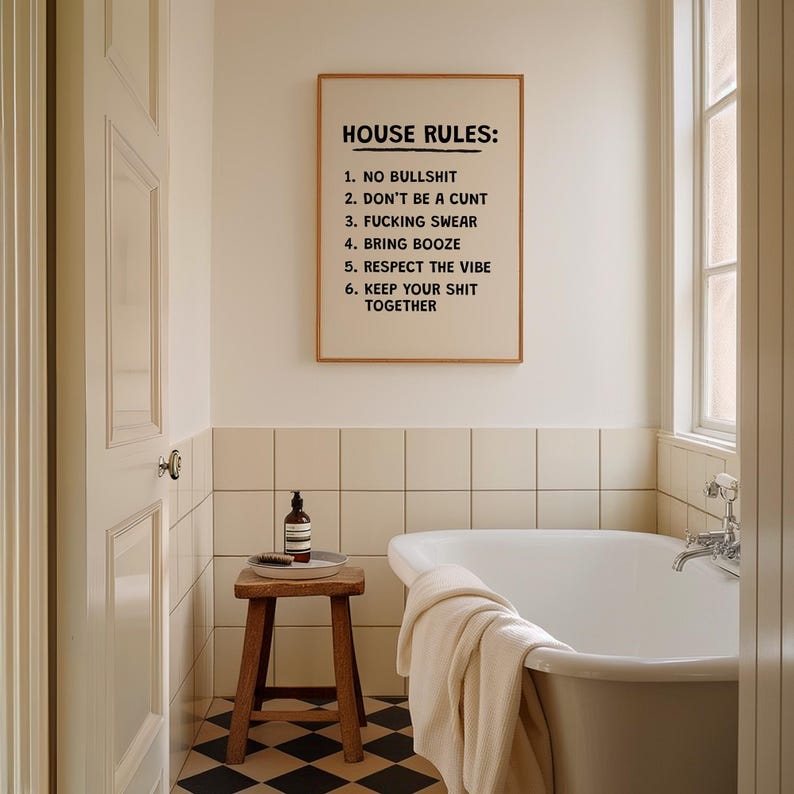 Funny House Rules Print | Quirky Typography Wall Art - Etsy