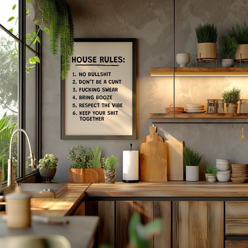 Funny House Rules Print | Quirky Typography Wall Art - Etsy
