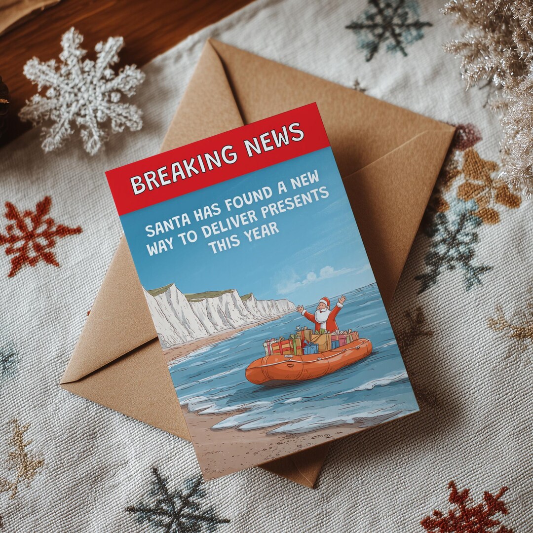 Silly Funny Christmas Cards | Santa Rubber Dinghy - Etsy