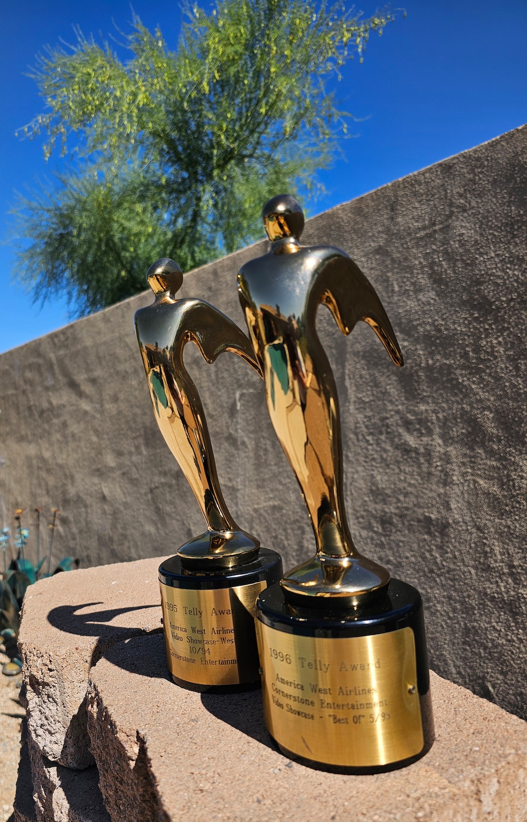 Set of Vintage Gold Telly Awards Winged Art Deco - Etsy