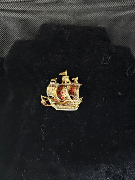 Spain Damascene Galleon Sailing Ship Vintage 80's CUT… - Gem