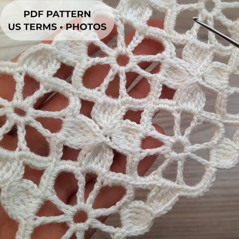 Crochet Flower Motif Pattern PDF | Easy Join-as-you-go Floral Mesh ...