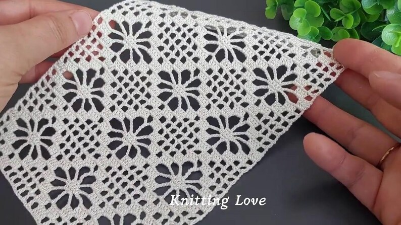 Filet Crochet Pattern PDF | Geometric Floral Lace Stole & Shawl Panel ...