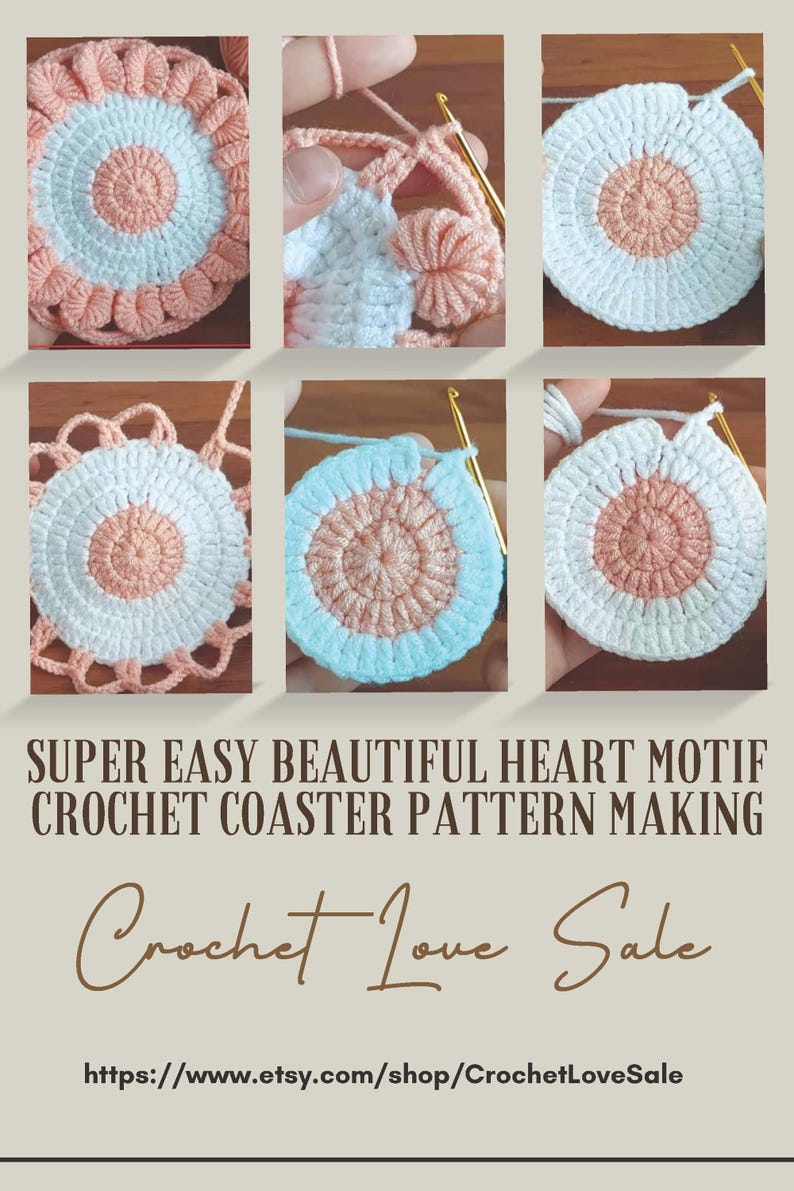 Lace Heart Crochet Coaster Pattern | Beginner Mug Rug PDF - Etsy
