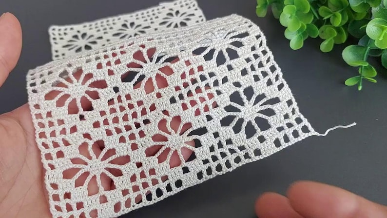 Filet Crochet Pattern PDF | Geometric Floral Lace Stole & Shawl Panel ...