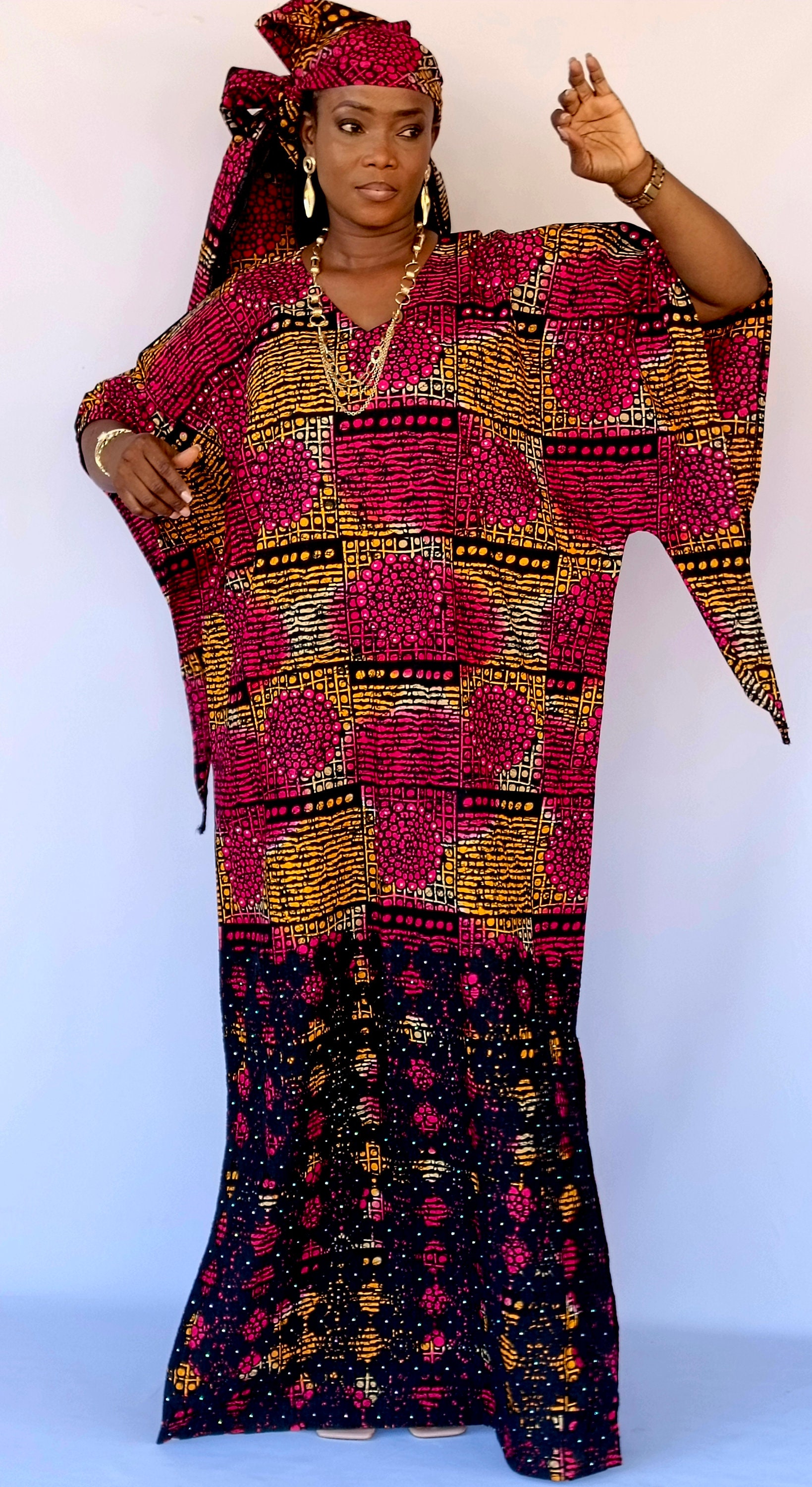 Well Stoned Bubu African Print Ankara Print Fitted Bubu With Stone Bubu ...