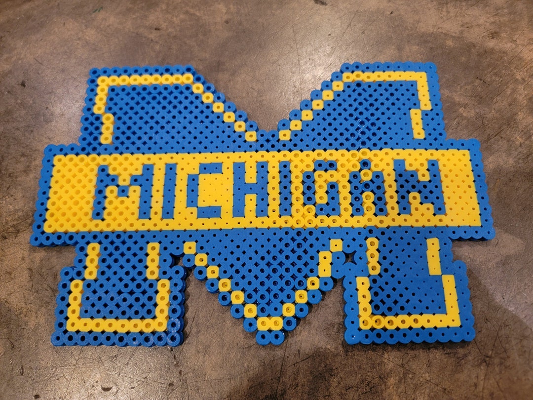 Michigan Wolverines BIG10 Team Logo Perler Bead Art, Football ...