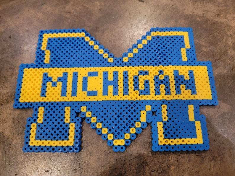 Michigan Wolverines BIG10 Team Logo Perler Bead Art, Football ...