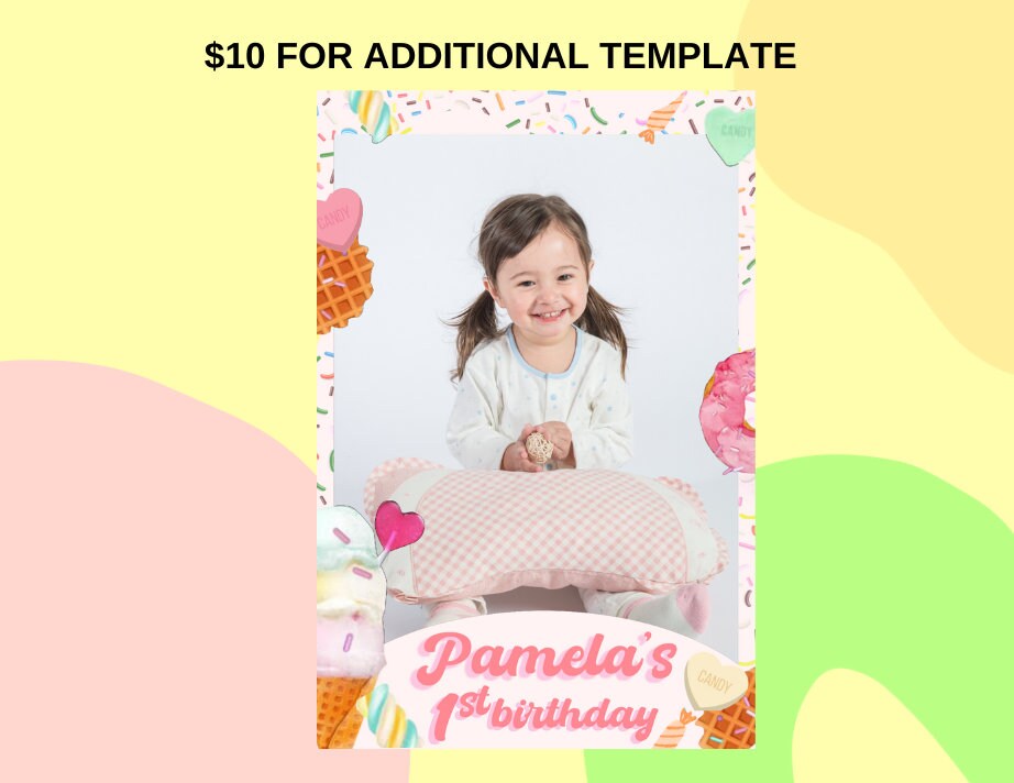Photo Booth Birthday Girl Template 2x6 Background Candy - Etsy
