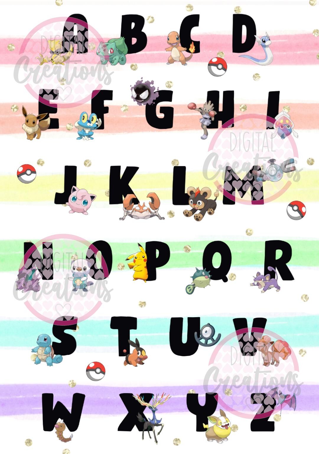 Pokemon Alphabet Poster DIGITAL DOWNLAOD PNG - Etsy