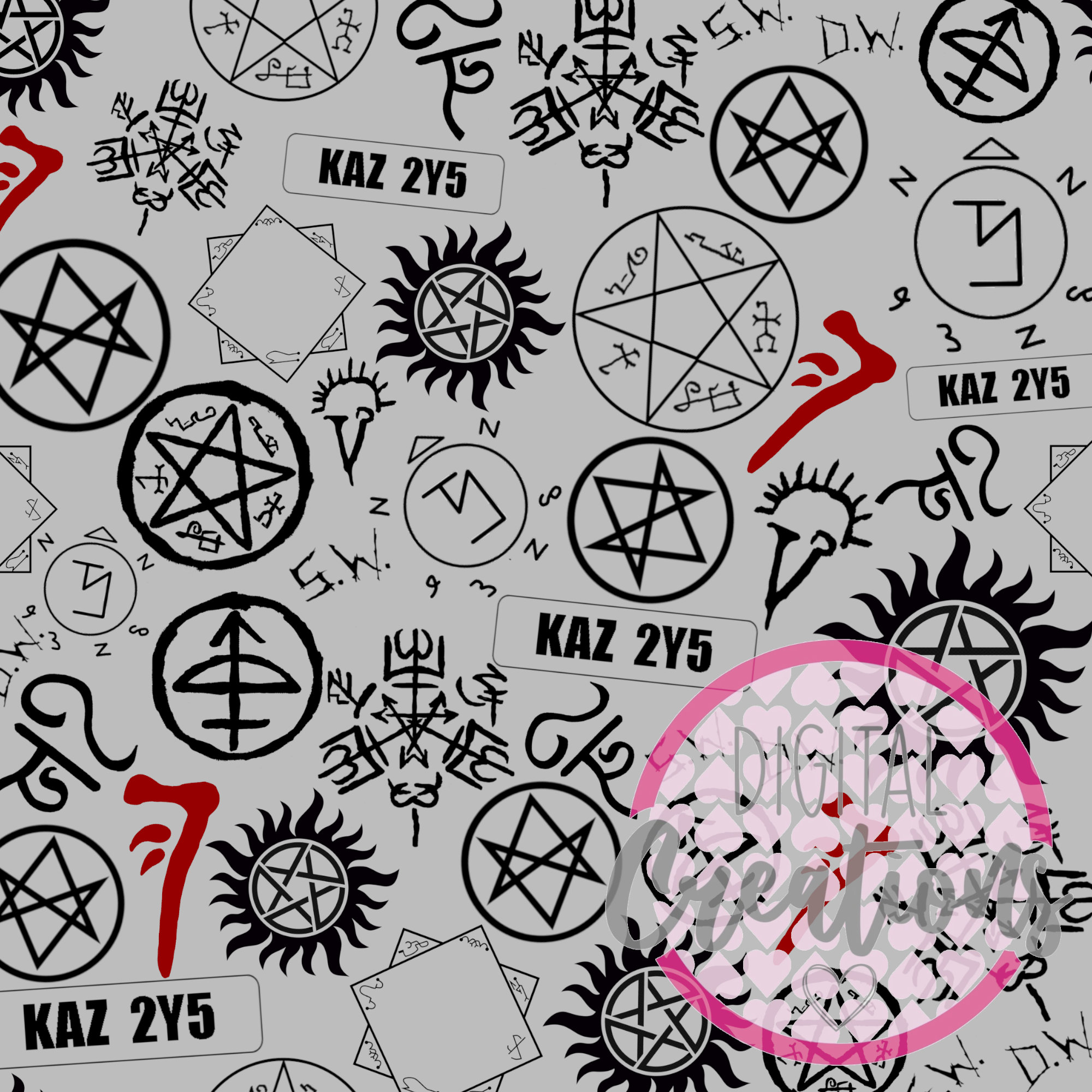 Supernatural Symbols Seamless Design - Grey | DIGITAL DOWNLOAD - Etsy