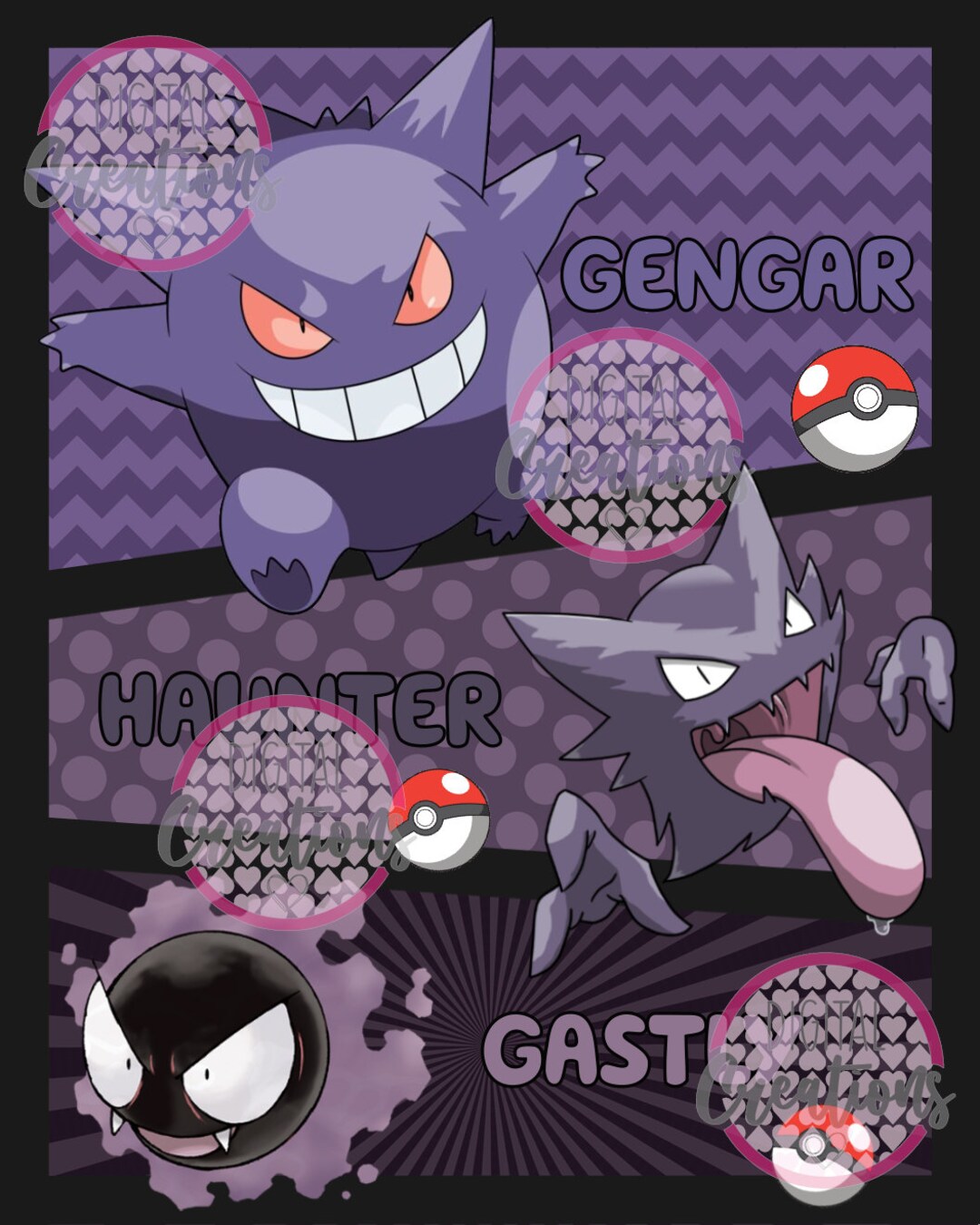 Gengar Evolution Pokemon Print | A4, 8x10" DIGITAL DOWNLOAD - Etsy