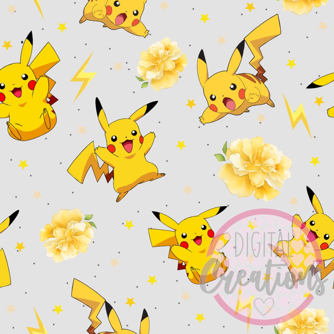 Pikachu Seamless Design Grey - Etsy