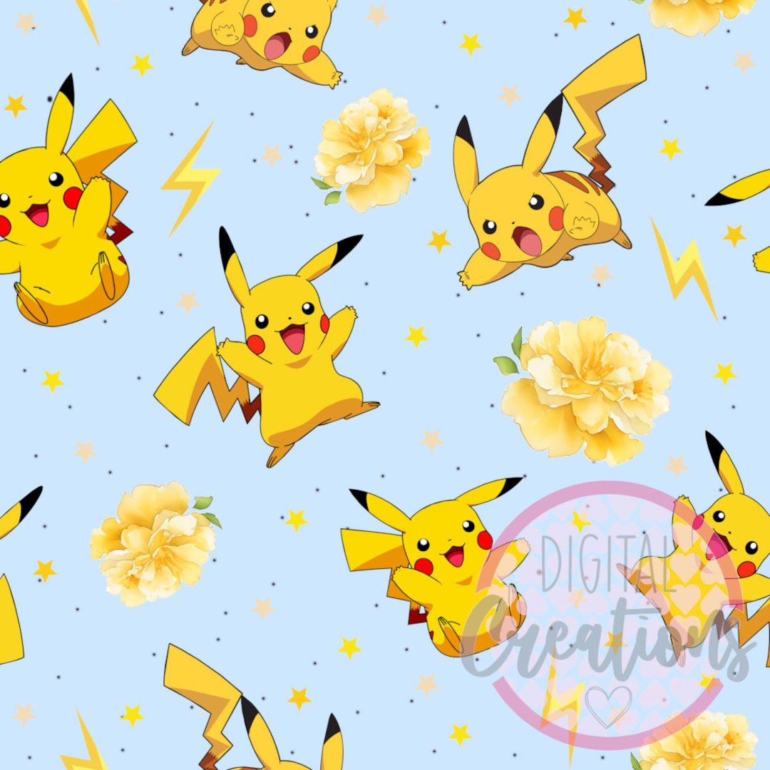 Pikachu Seamless Design Blue - Etsy