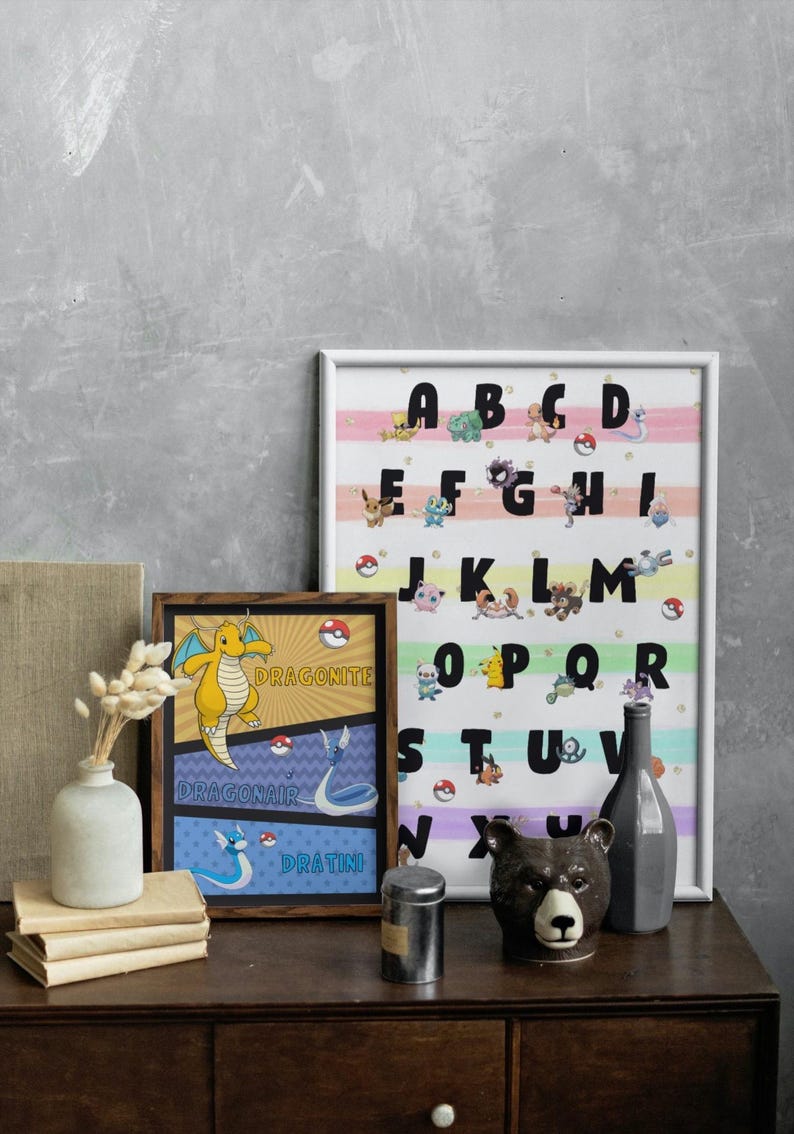 Dratini, Dragonair, Dragonite Evolution Pokemon Print | A4, 8x10 ...