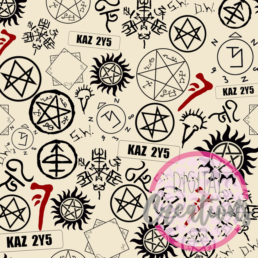 Supernatural Symbols Seamless Design - Cream | DIGITAL DOWNLOAD - Etsy