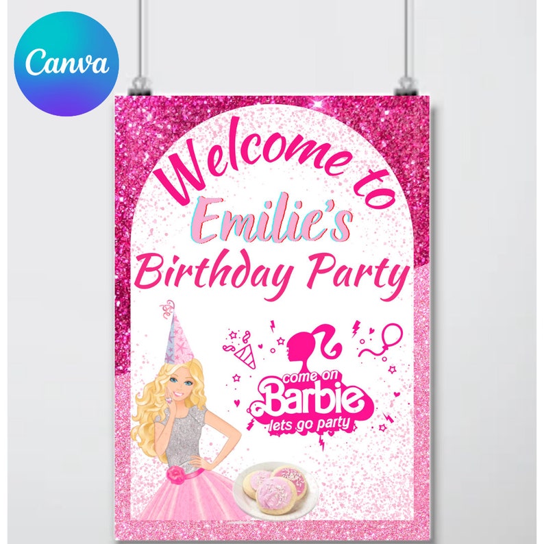Doll Birthday Party Barbie Welcome Signbonus Doll Party - Etsy