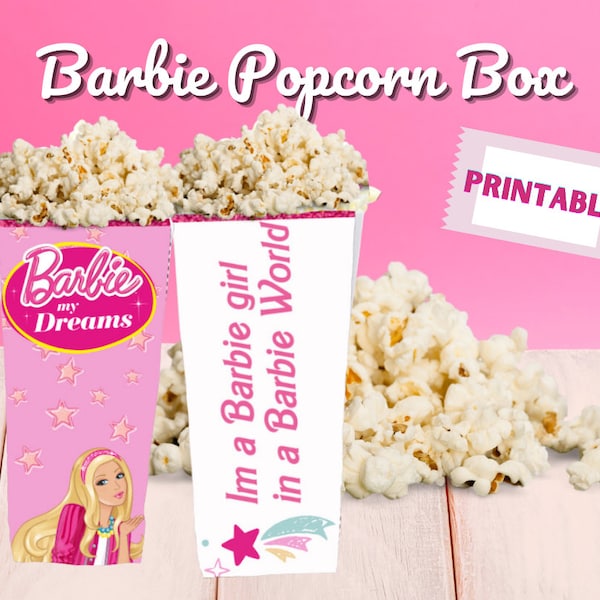 Barbie Popcorn Box Template - Etsy