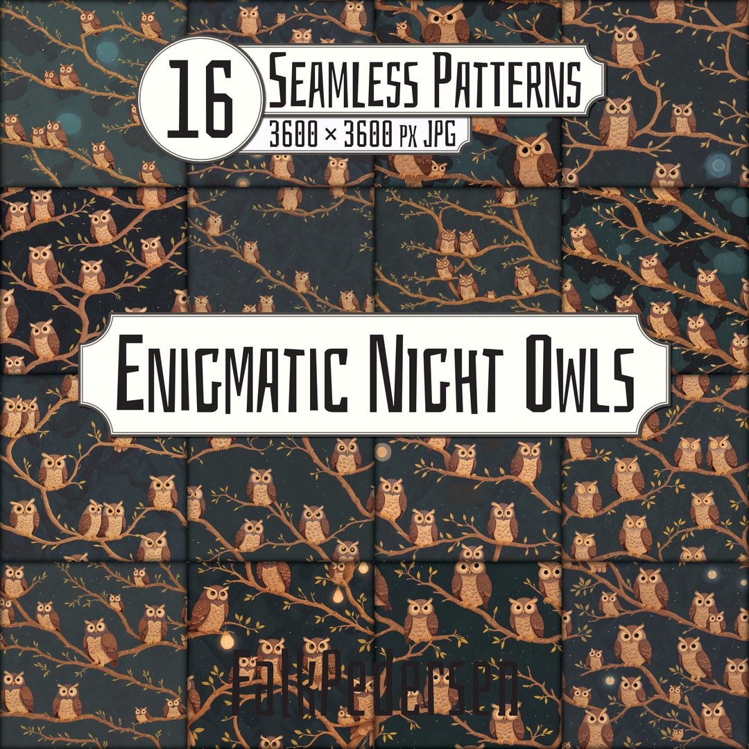 16 Seamless Owl Digital Paper Enigmatic Night Owls Pattern - Etsy