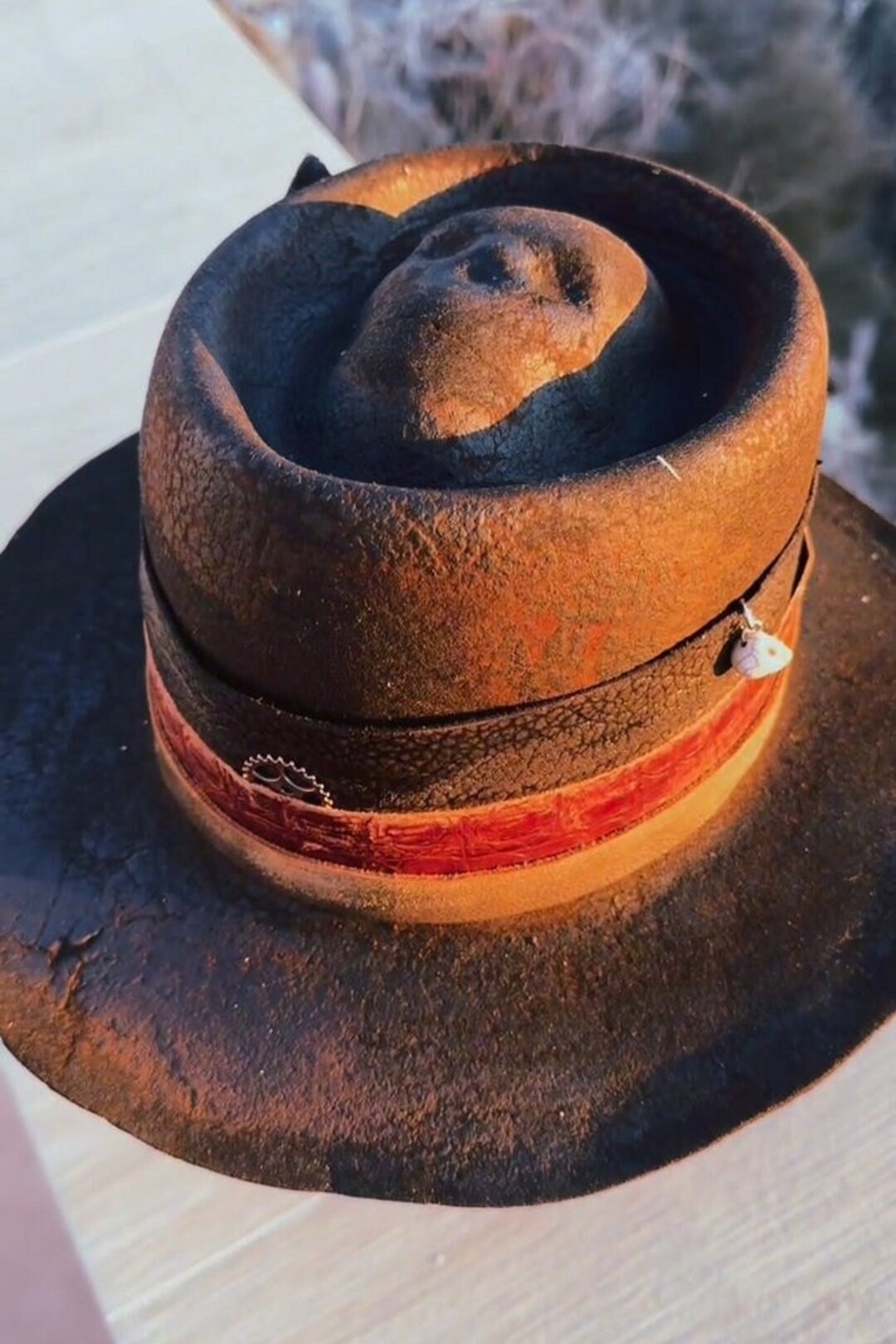 Personalized Biker Style Hat With Skull Handmade, High Crown, Unique ...