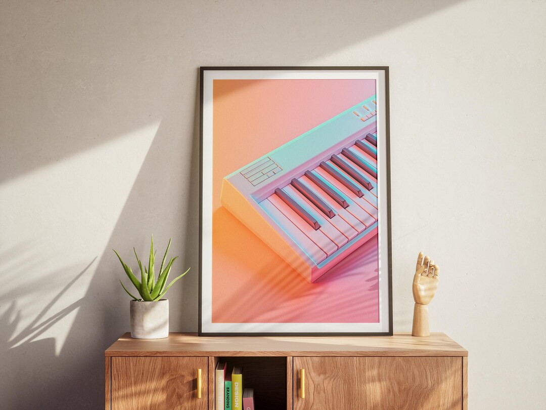 Retro Minimalist | Synthesizer Digital Wall Art, Modern Music Print ...